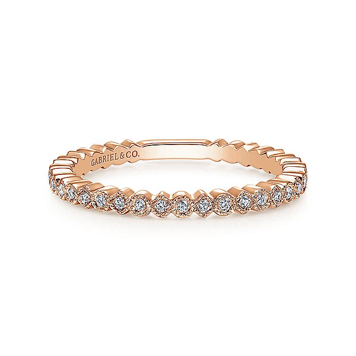 Gabriel & Co. - LR4801K45JJ - 14K Rose Gold Scalloped Stackable Diamon ...